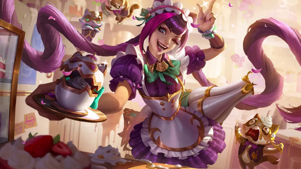 Live wallpaper Jinx with cake (League of Legends) download on VSThemes.org