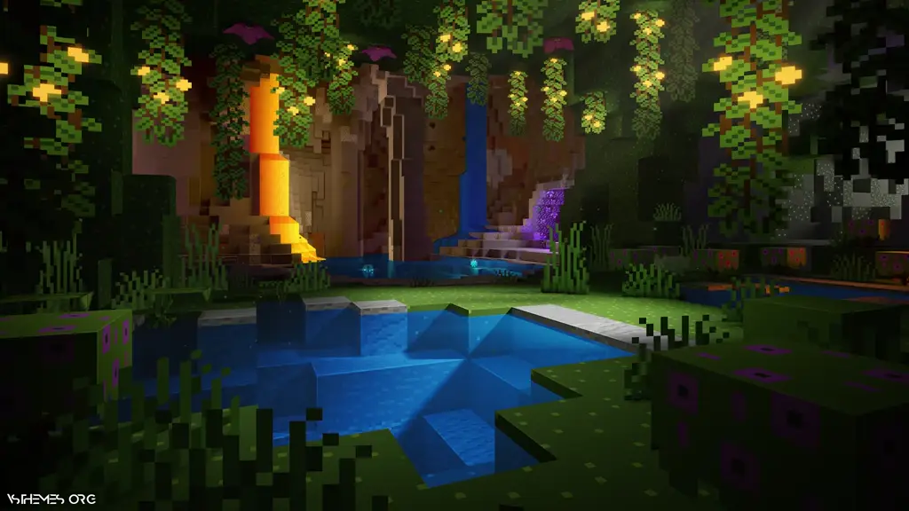 Живые обои Soothing Minecraft - Glowing Caves скачать на VSThemes.org