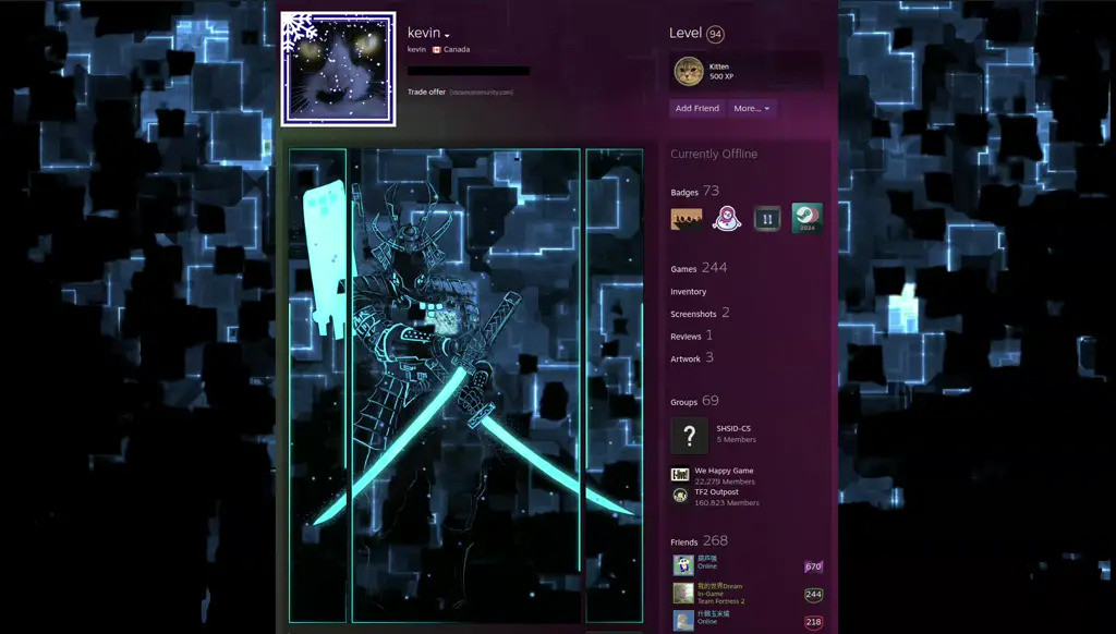 Steam Artwork Samurai Neon download on VSThemes.org