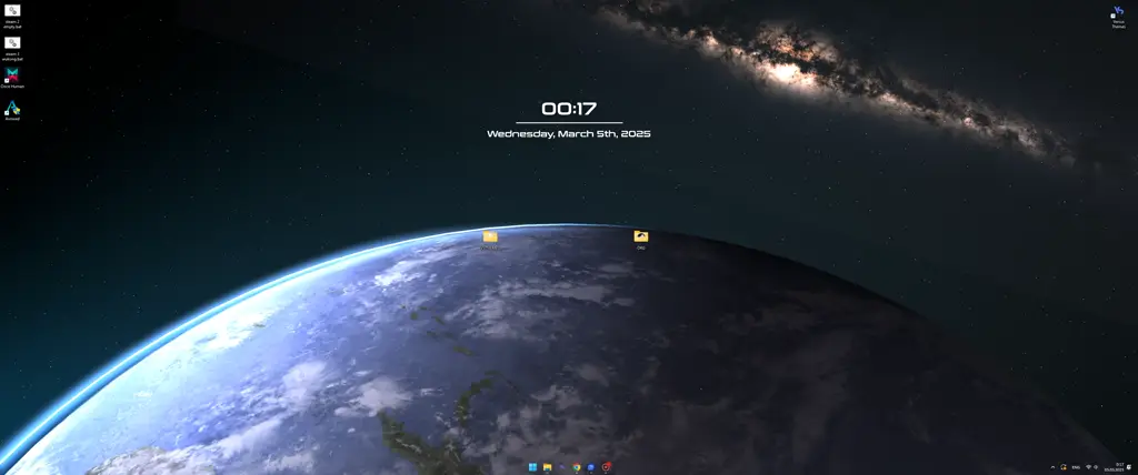 Live wallpaper 3D Earth + clock widget download on VSThemes.org