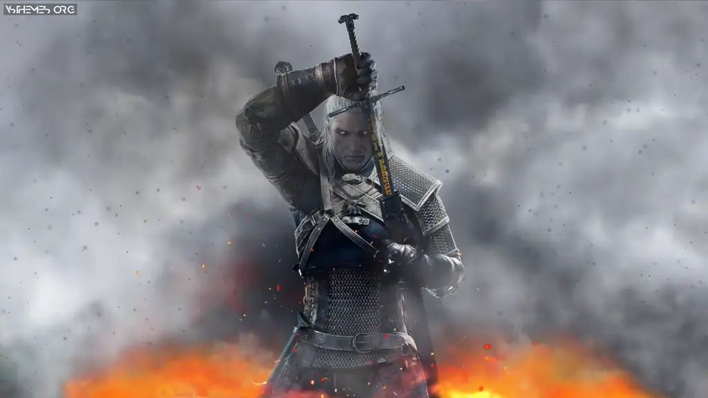 Live wallpaper The Witcher in the Smoke download on VSThemes.org