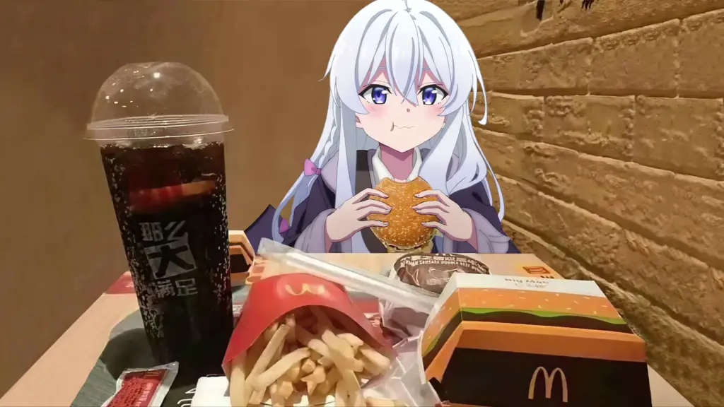 Live wallpaper Elaina eats burger download on VSThemes.org