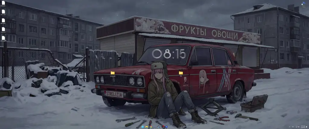 Live wallpaper Zero Two with LADA Classic download on VSThemes.org