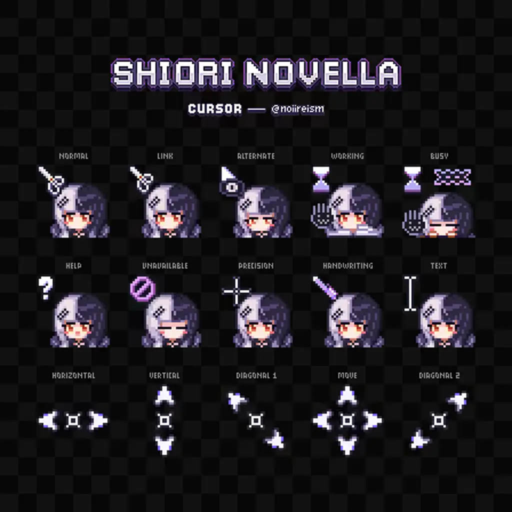 Cursors Shiori Novella Pixel on Windows download on VSThemes.org
