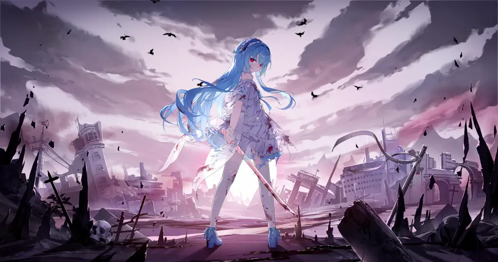 Live wallpaper Girl with a pink sword download on VSThemes.org