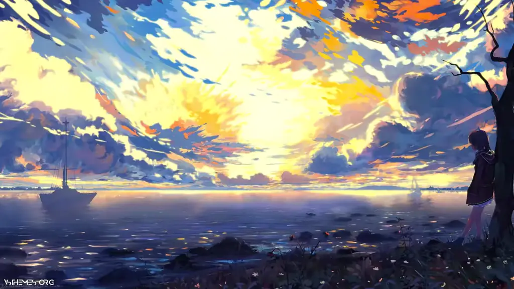 Live wallpaper Bright colors of the sky anime download on VSThemes.org