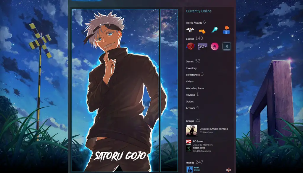 Steam Artwork Satoru Gojo - Jujutsu Kaisen download on VSThemes.org