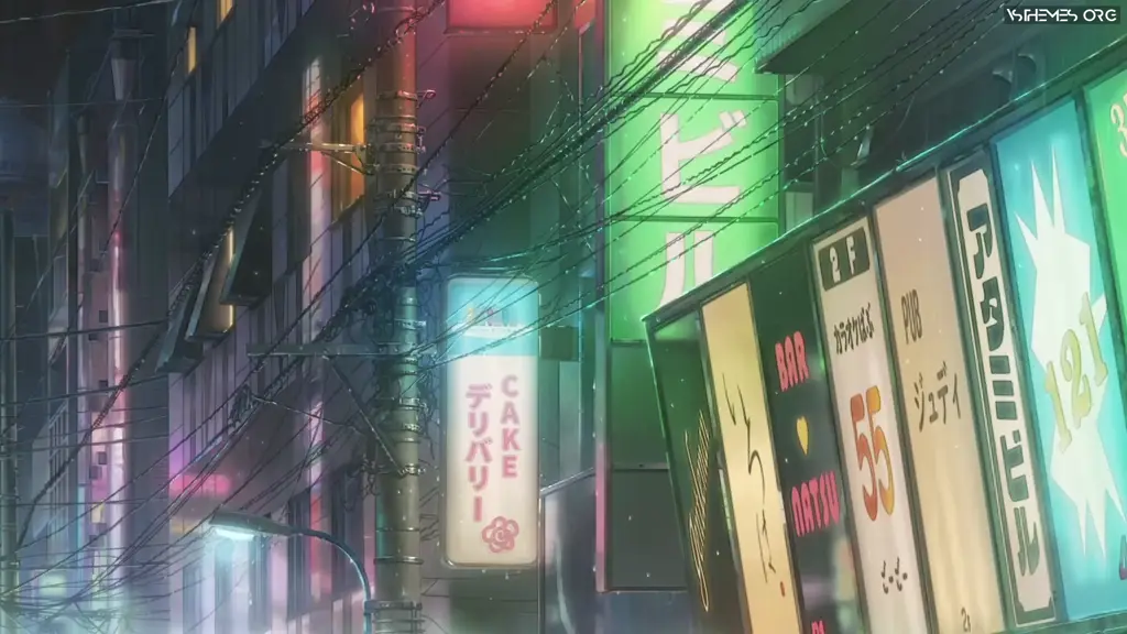 Живые обои tenki no ko neon signs скачать на VSThemes.org