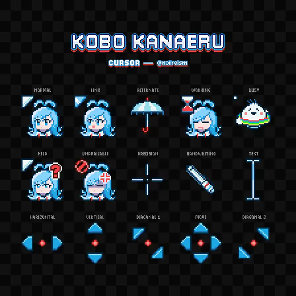 Cursors Kobo Kanaeru Pixel on Windows download on VSThemes.org