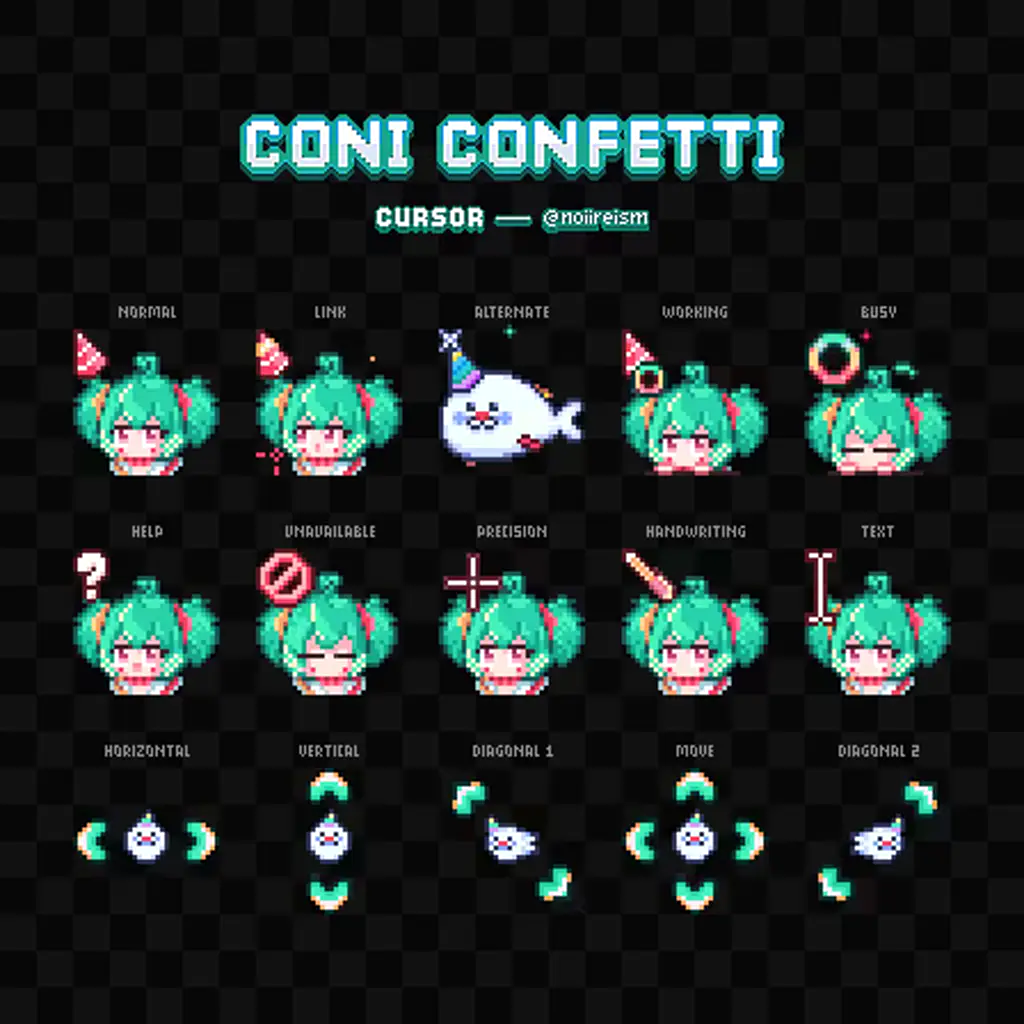 Cursors Coni Confetti on Windows download on VSThemes.org