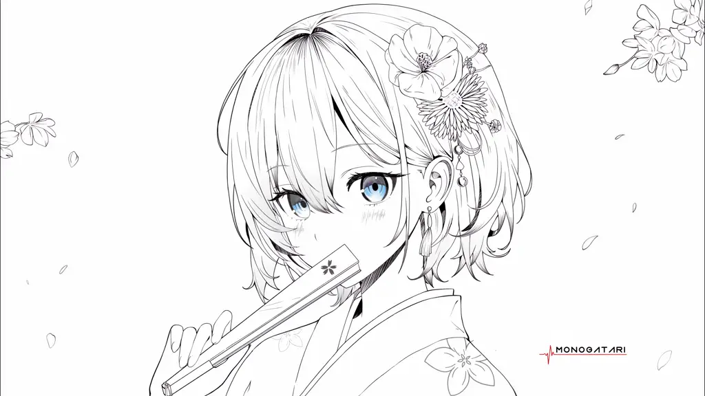 Live wallpaper Hanaya Monogatari (black and white sketch) download on ...