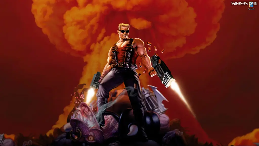 Live wallpaper Armed Duke Nukem on the background of a nuclear ...