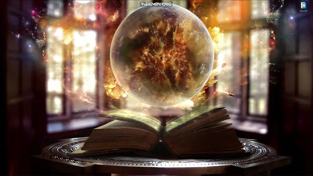 Live wallpaper A book of spells, a magic ball download on VSThemes.org