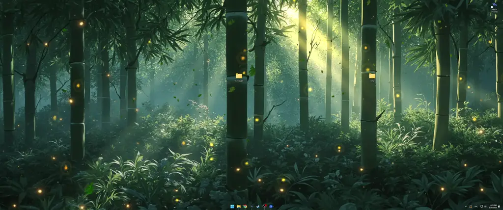 Live wallpaper Bamboo forest with fireflies download on VSThemes.org