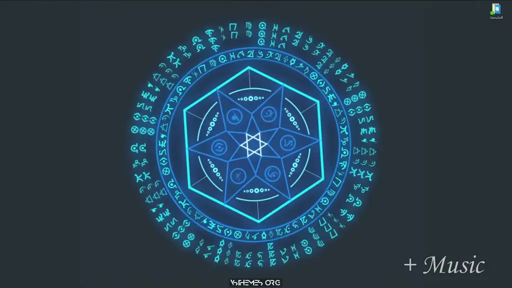 Live wallpaper Blue Grimoire + Equalizer download on VSThemes.org