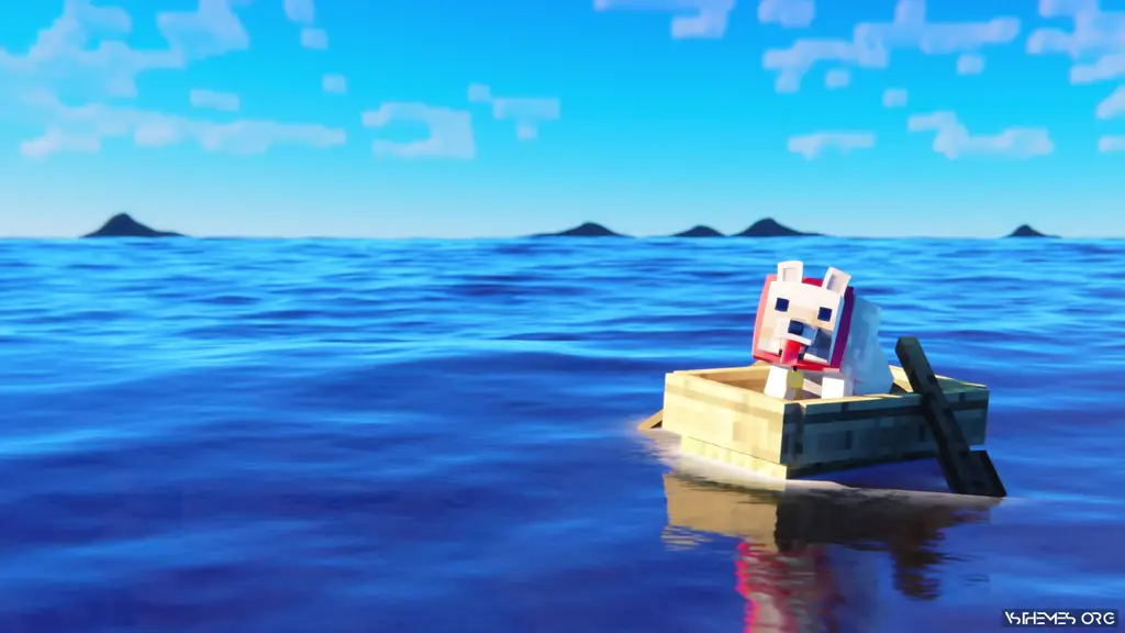 Live wallpaper Minecraft Dog in the ocean download on VSThemes.org