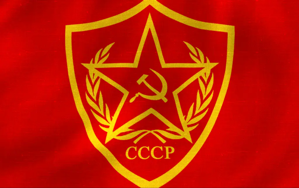 Live wallpaper USSR flag inside the shield download on VSThemes.org