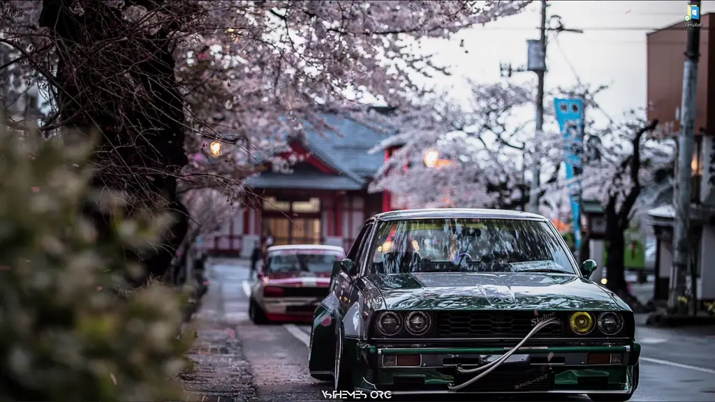 Live wallpaper JDM Skyline under Sakura download on VSThemes.org