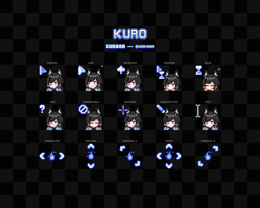Курсоры Пиксельная Kuro для Windows скачать на VSThemes.org