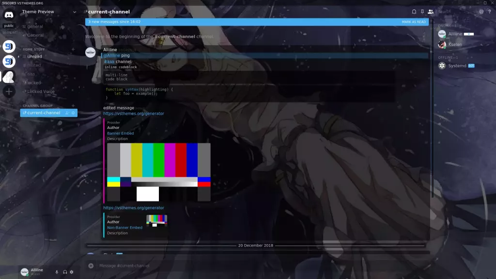 Theme overlord albedo aqua for Discord download on VSThemes.org