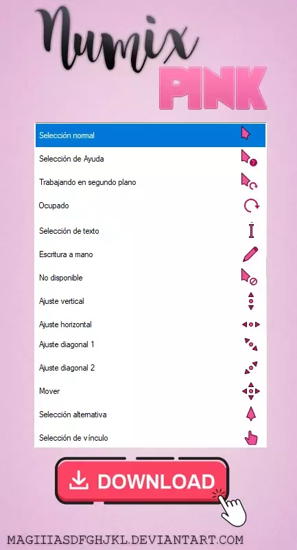 Cursors Numix, pink version on Windows download on VSThemes.org