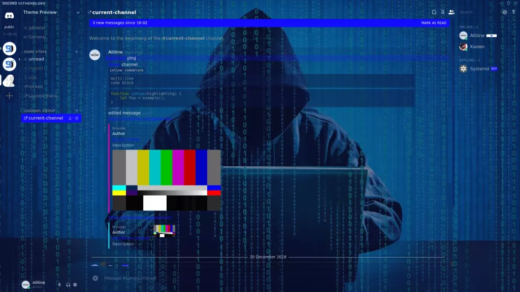 Тема hacker для Discord скачать на VSThemes.org