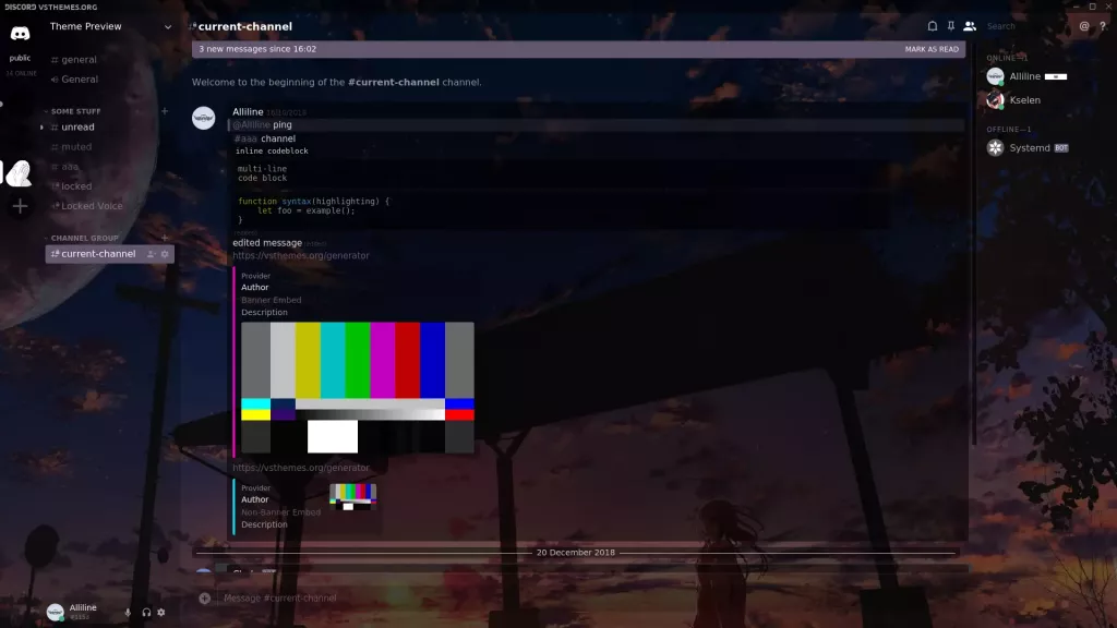 Theme Girl at sunset for Discord download on VSThemes.org