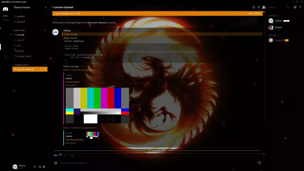 Theme Fenix V1 for Discord download on VSThemes.org