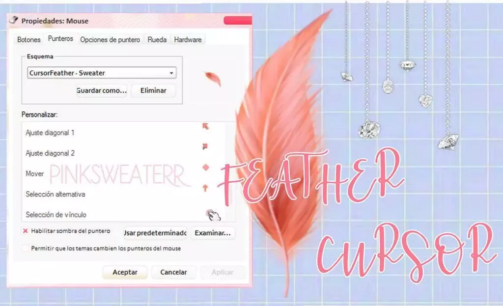 Cursors Pink Feather on Windows download on VSThemes.org