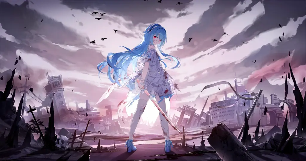 Live wallpaper Girl with a pink sword download on VSThemes.org