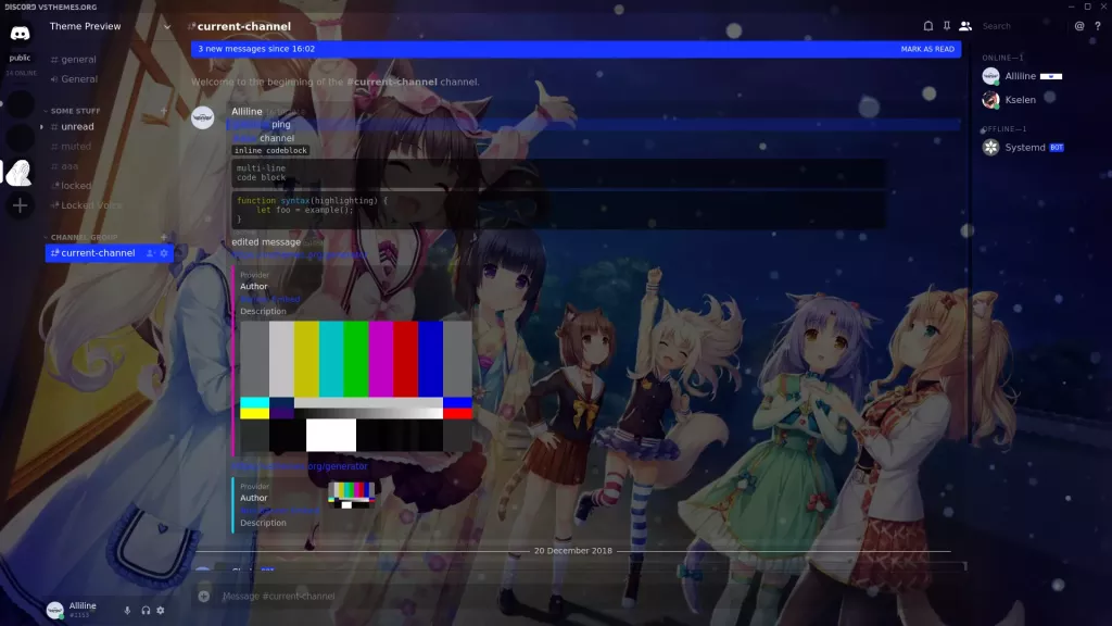 Theme Nekopara Night for Discord download on VSThemes.org