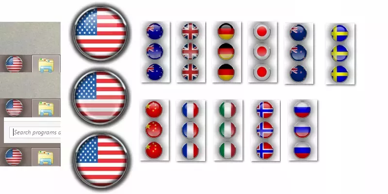 Start orb Round flags of 12 countries for Windows download on VSThemes.org