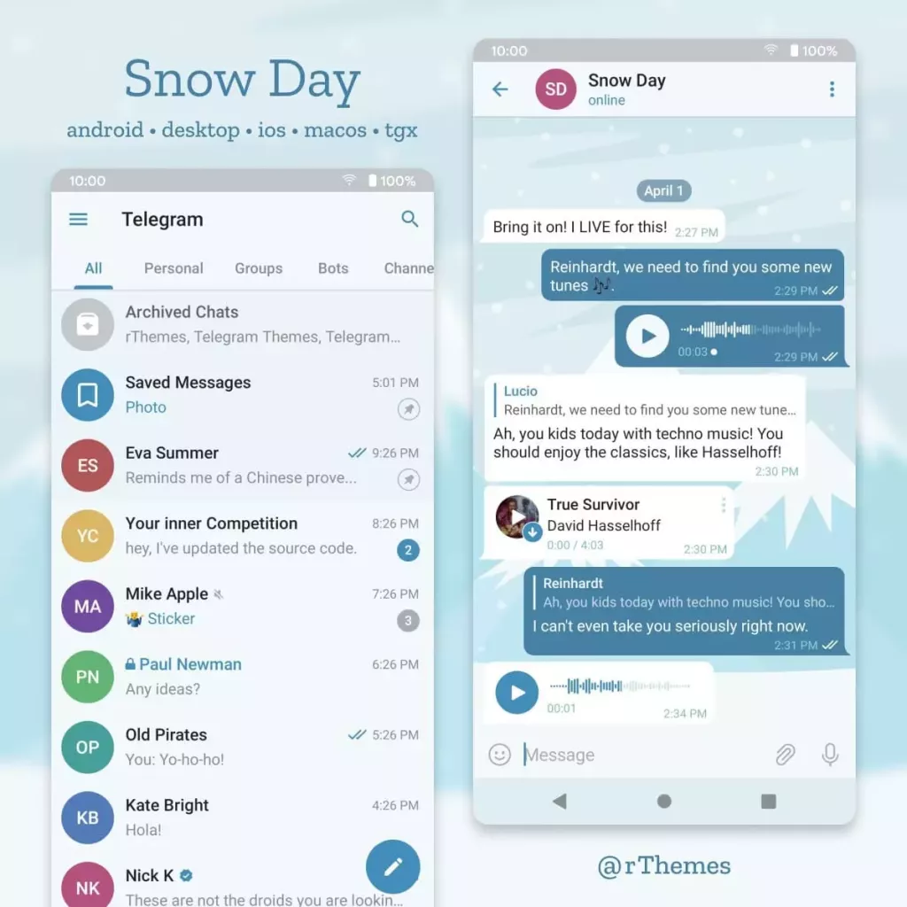 Theme Snowy day for Telegram download on VSThemes.org