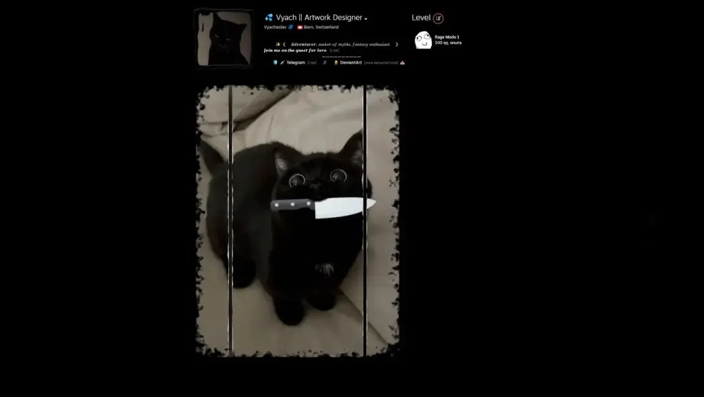 Steam Artwork Cat with knife (meme) download on VSThemes.org