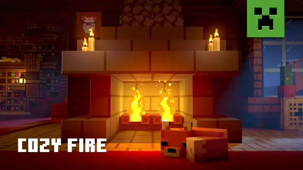 Живые обои Minecraft Soothing Scenes - Cozy Fire скачать на VSThemes.org