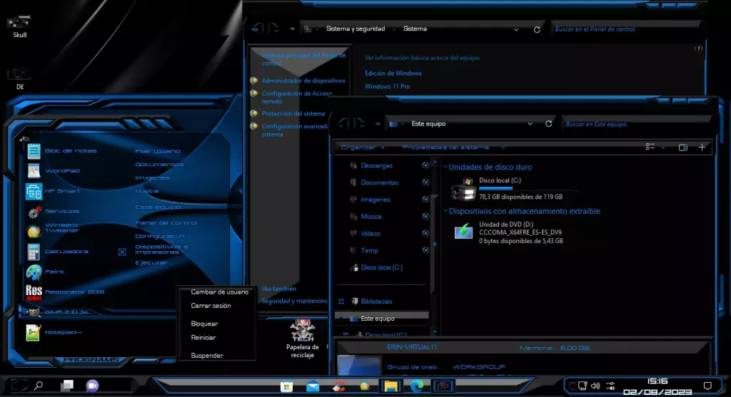 Theme Blue skin for Windows 11 download on VSThemes.org
