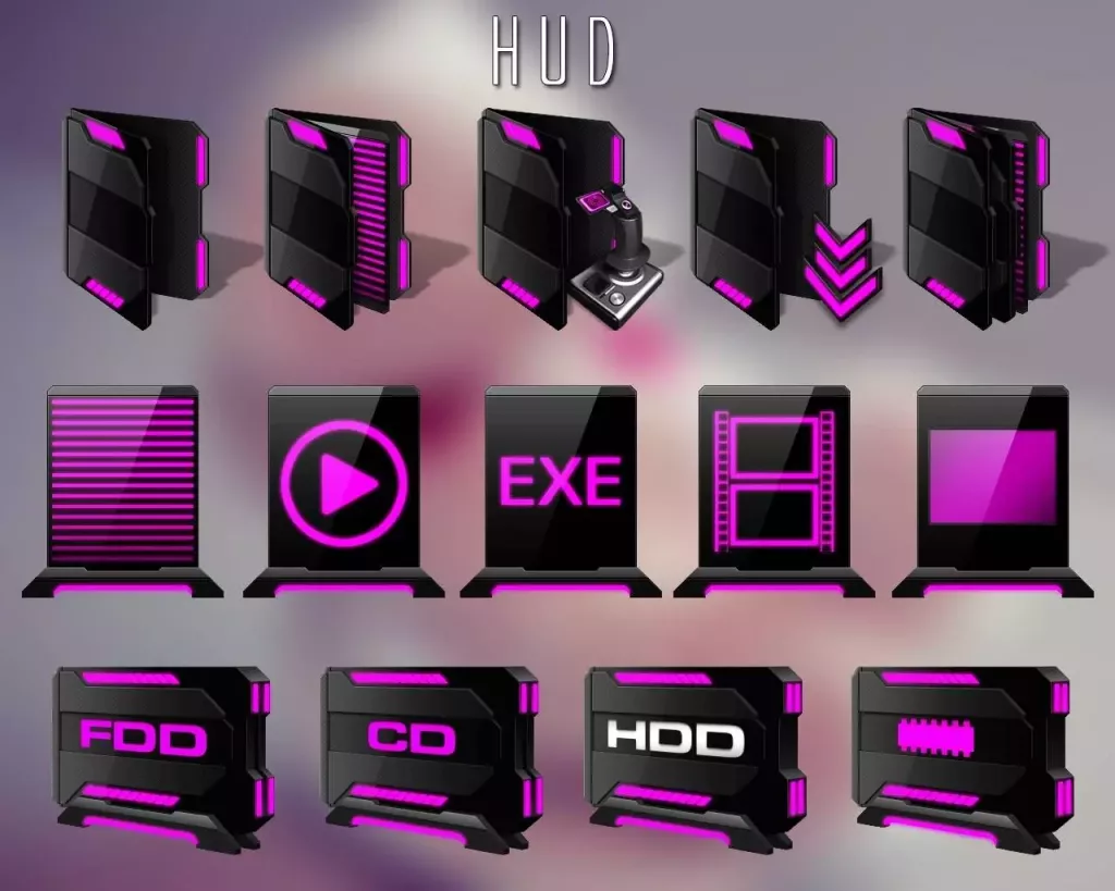 Icons HUD Machine, pink version for 7tsp download on VSThemes.org