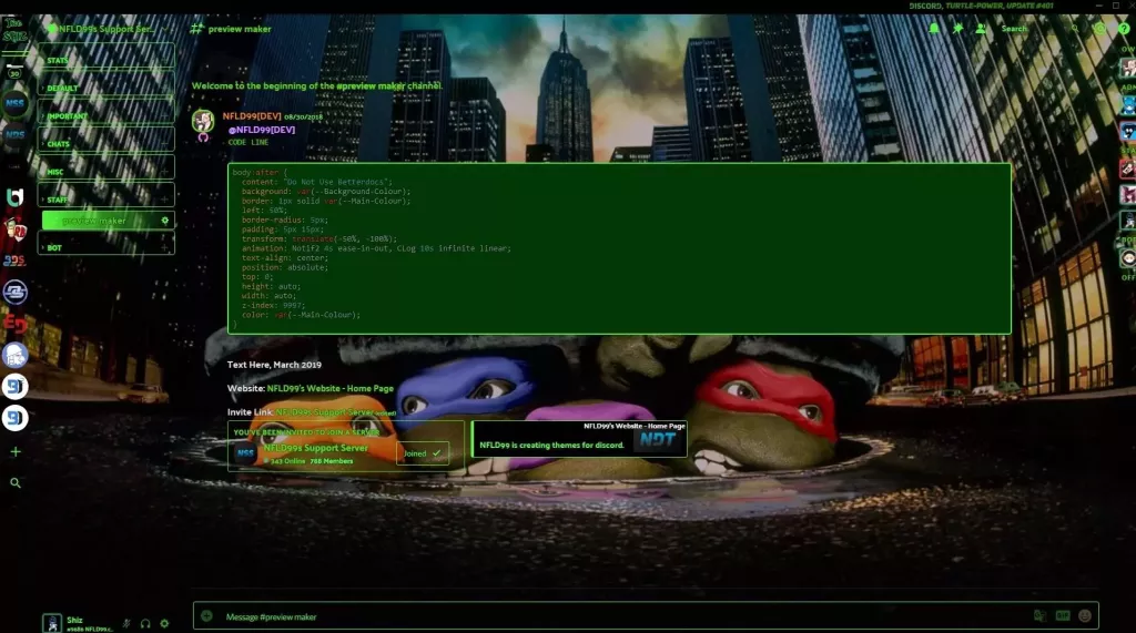Theme Turtle Power for Discord download on VSThemes.org