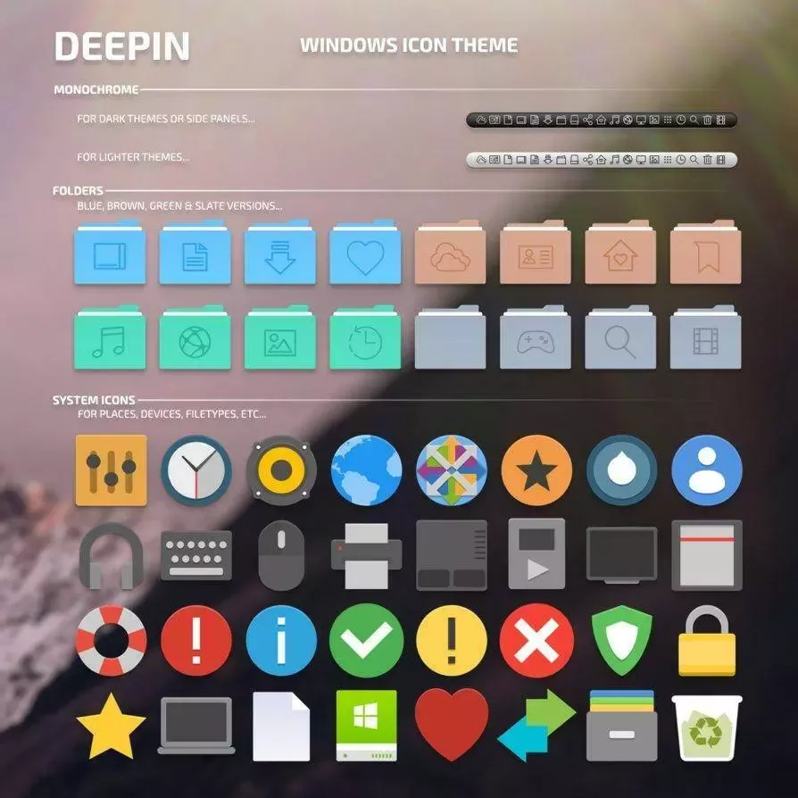 Icons Deepin, 4 colors iPack download on VSThemes.org