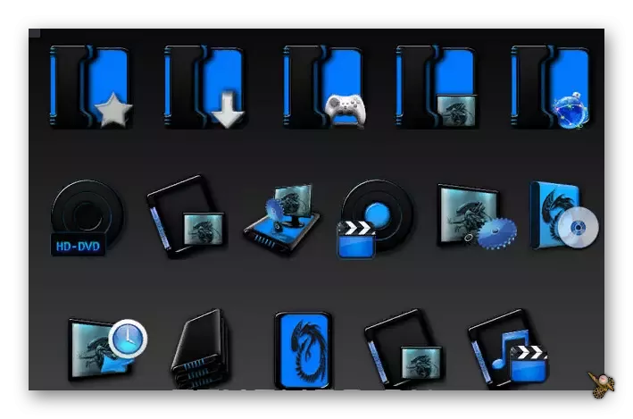 Icons Aliens vs Predator, black and blue version download on VSThemes.org