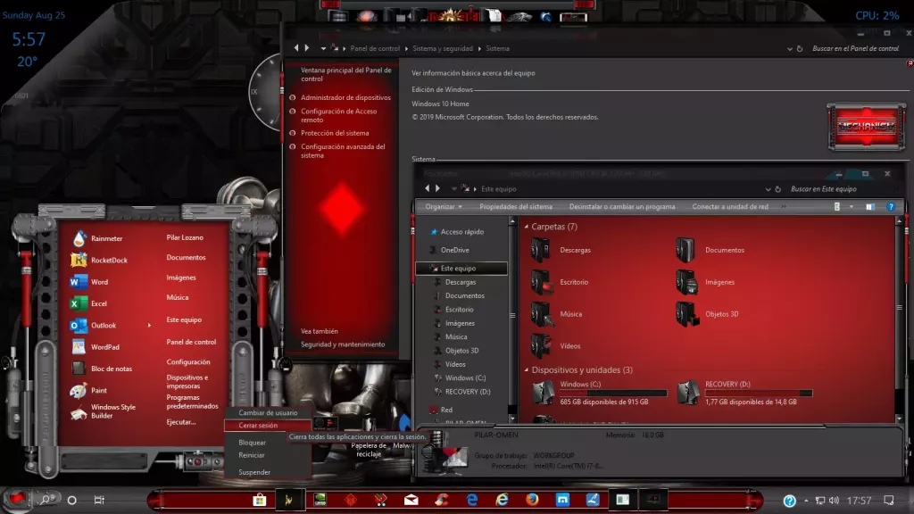 Theme Mechanism, red version for Windows 10 download on VSThemes.org