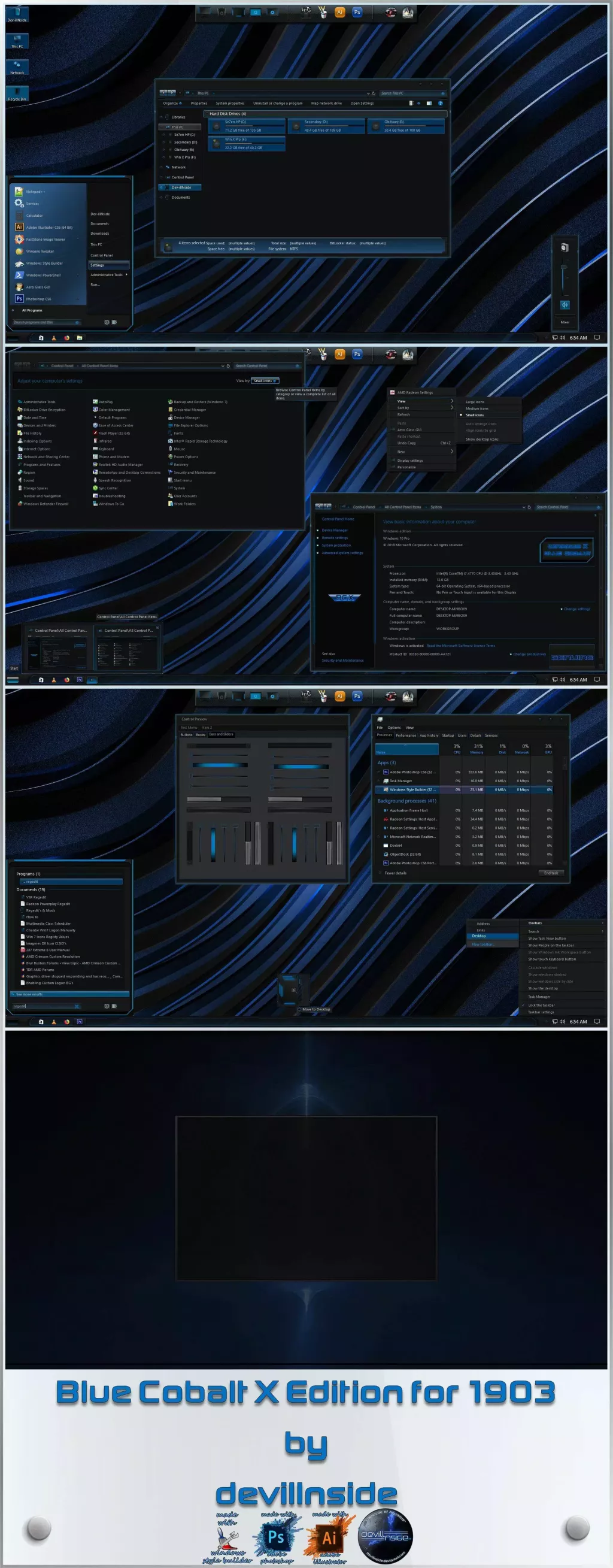 Theme Cobalt Blue for Windows 10 download on VSThemes.org