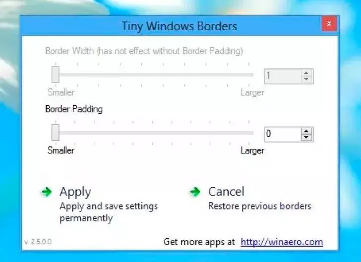Tiny Windows Borders - border thickness adjustment download on VSThemes.org