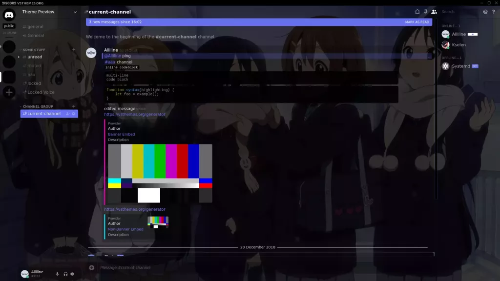 Тема K-on (winter) для Discord скачать на VSThemes.org