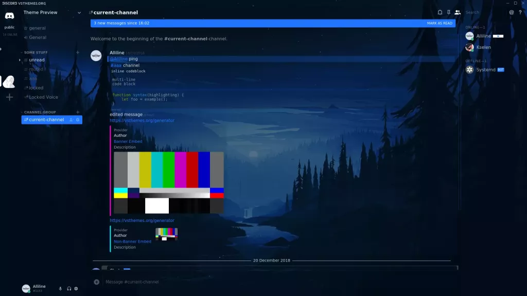 Theme Crayola Blue Forest for Discord download on VSThemes.org