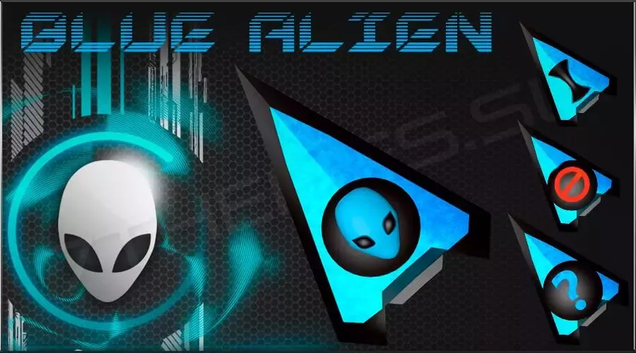 Cursors Blue Alien on Windows download on VSThemes.org