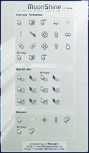 Cursors Moon Shine, second version on Windows download on VSThemes.org