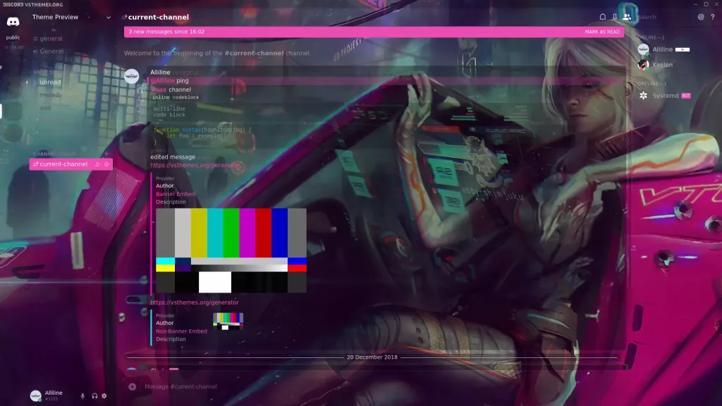 Theme Cyberpunk 2077 Cyborg Ciri v.2 for Discord download on VSThemes.org