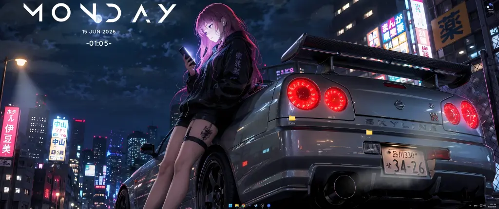 Live wallpaper Tokyo Night - Nissan Skyline GT-R download on VSThemes.org