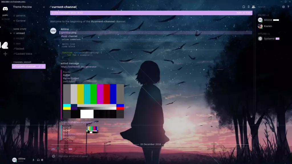 Theme midnight sunset for Discord download on VSThemes.org